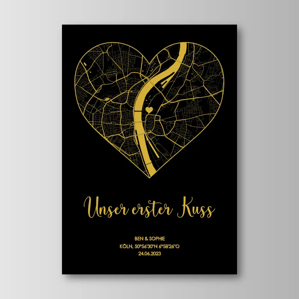 Unser erster Kuss - Personalisiertes Poster | Geschenk für Valentinstag ...
